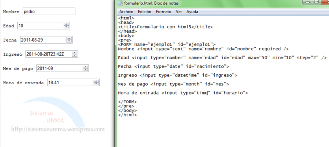 HTML 5 (Formularios 2) – Sistemasumma.com