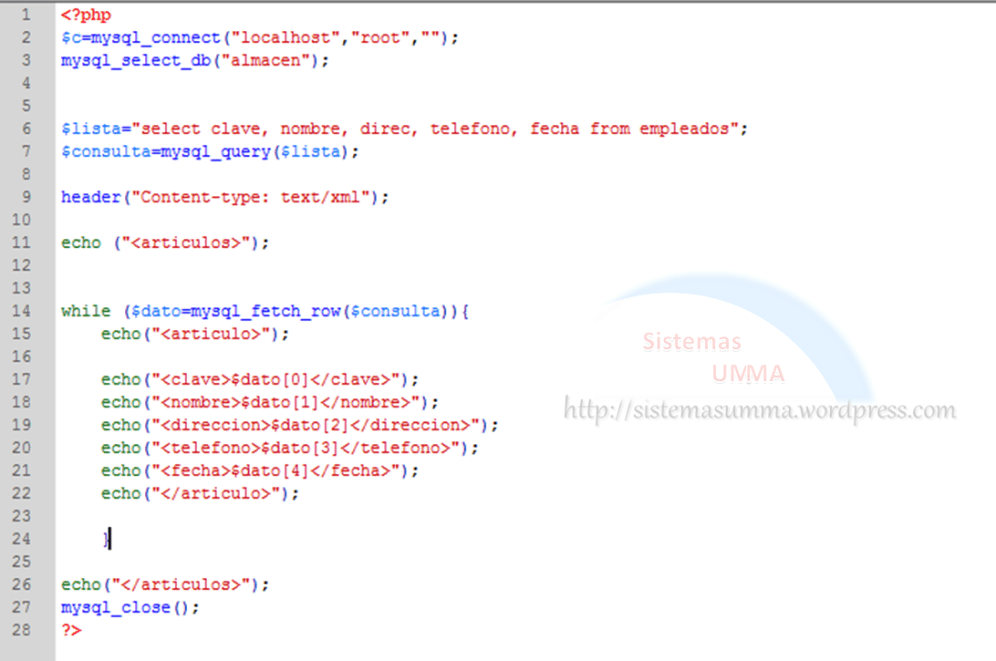 Exportar datos a XML desde PHP – Sistemasumma.com
