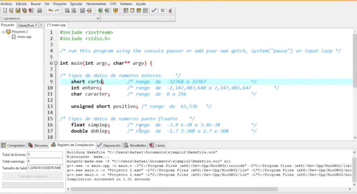 Programación en C++ 2 : Tipos de datos y entrada de datos ...